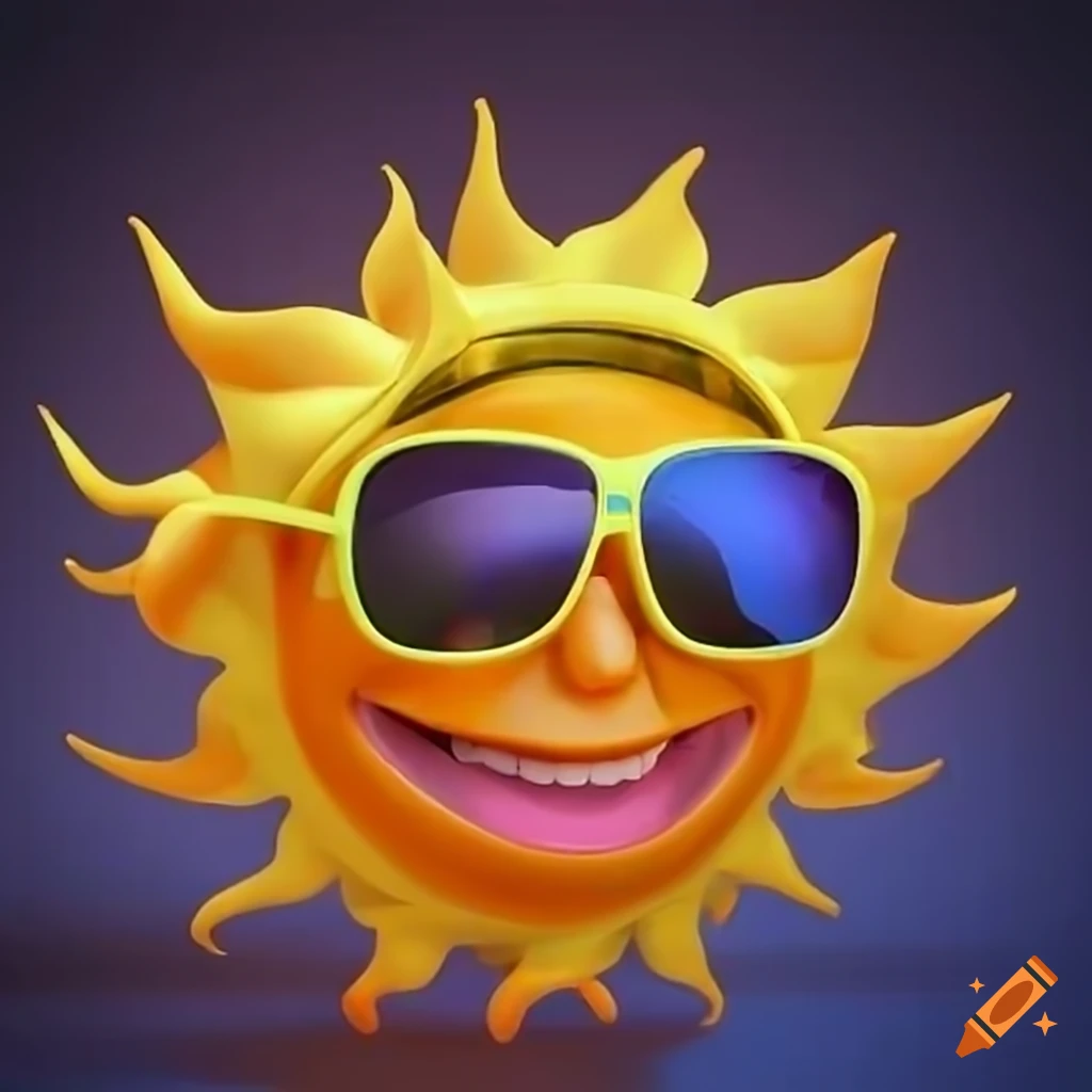 Cute smiling sun with sunglasses in pixar style on Craiyon