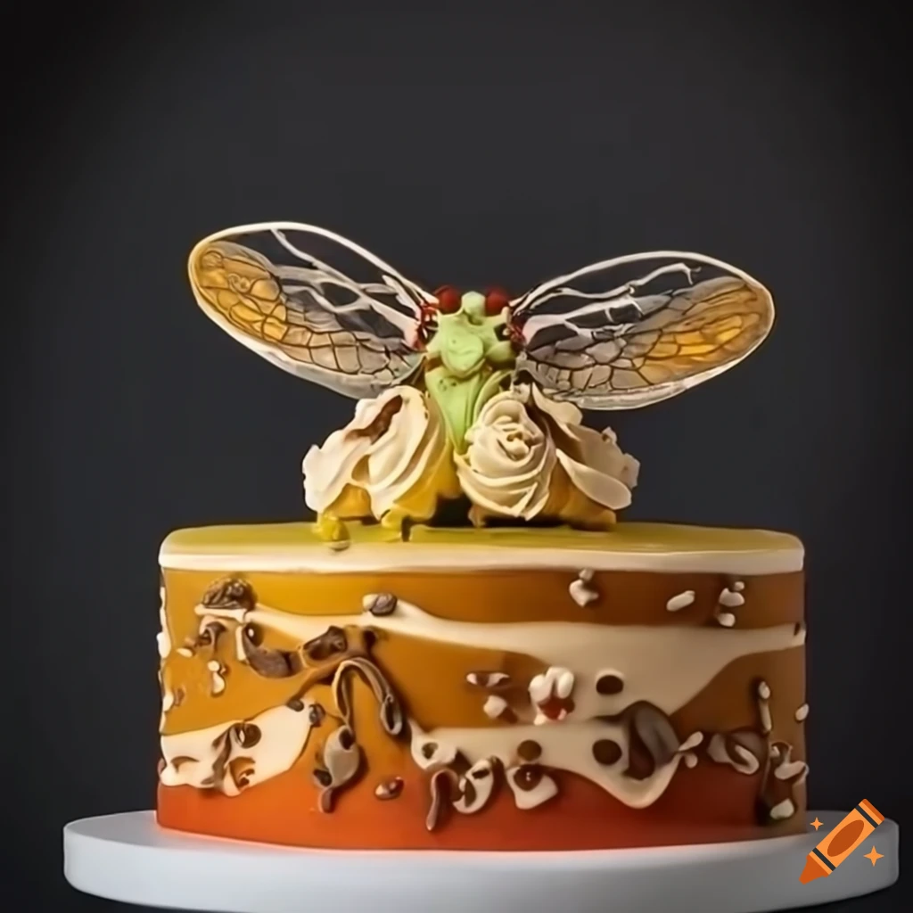 Cartoon cicada themed visually stunning cake with intricate detailing ...