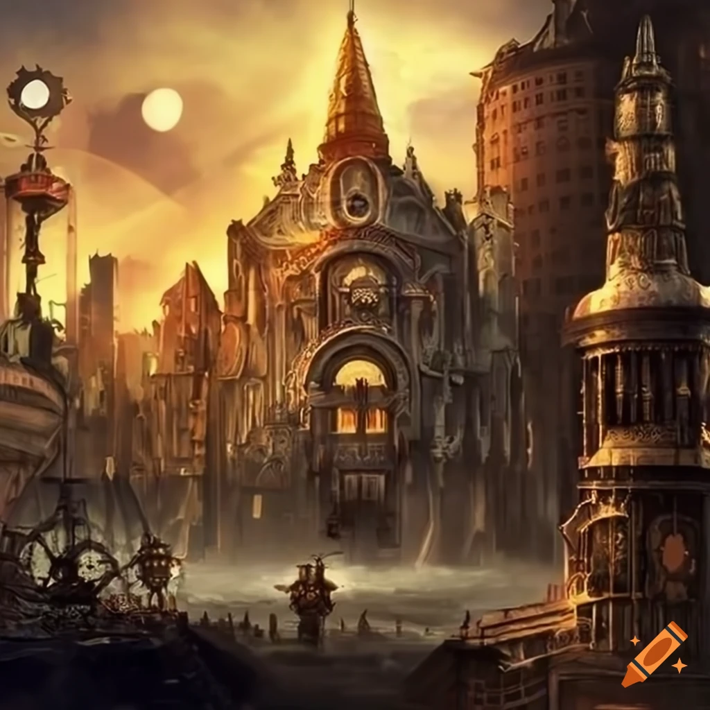 Steampunk city filled with inventors and discoveries on Craiyon