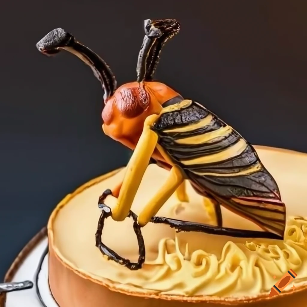 Artistic cake masterpiece with cartoon cicada design on Craiyon