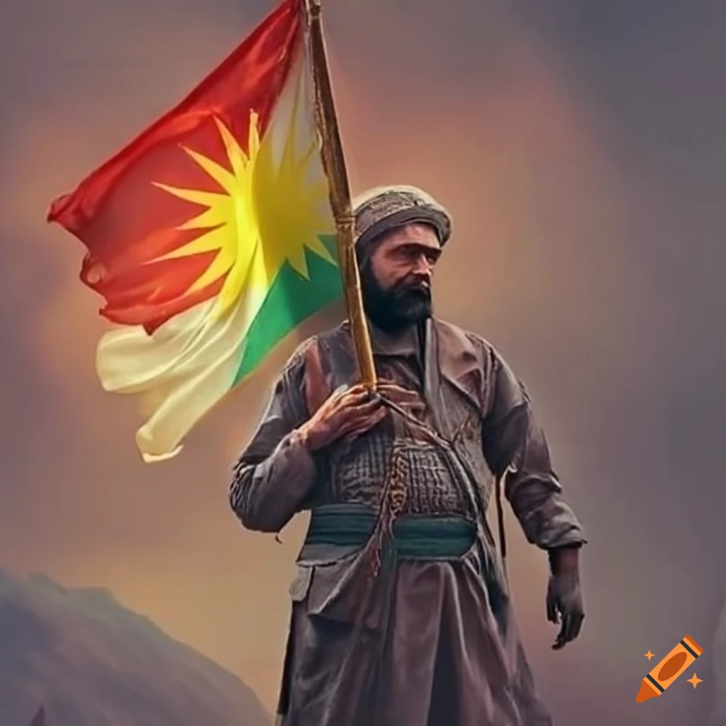 Qazi muhammad with kurdish flag on Craiyon