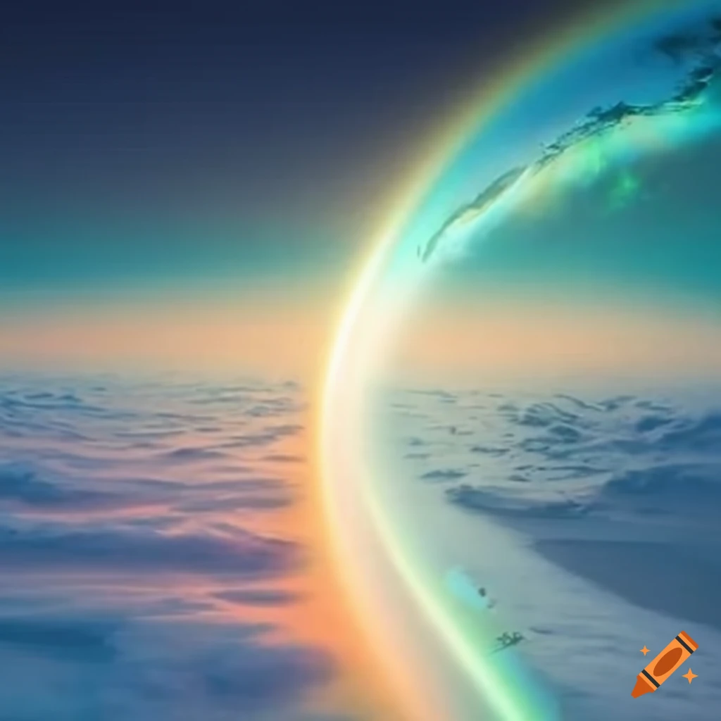 Light from heaven descending to earth horizontally on Craiyon