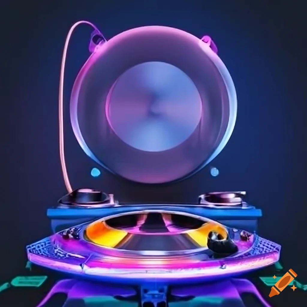 DJ gear made of food and kitchen utensils in a kitchen setting on Craiyon