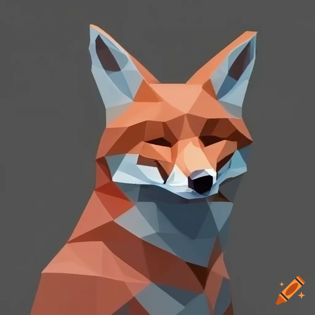 Low poly fox with triangular shapes and minimalistic design on Craiyon