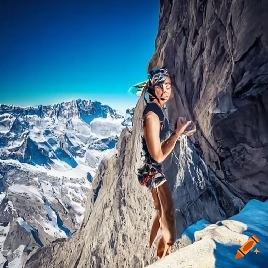 Epic adventure, climbing a majestic mountain, inspiring on Craiyon