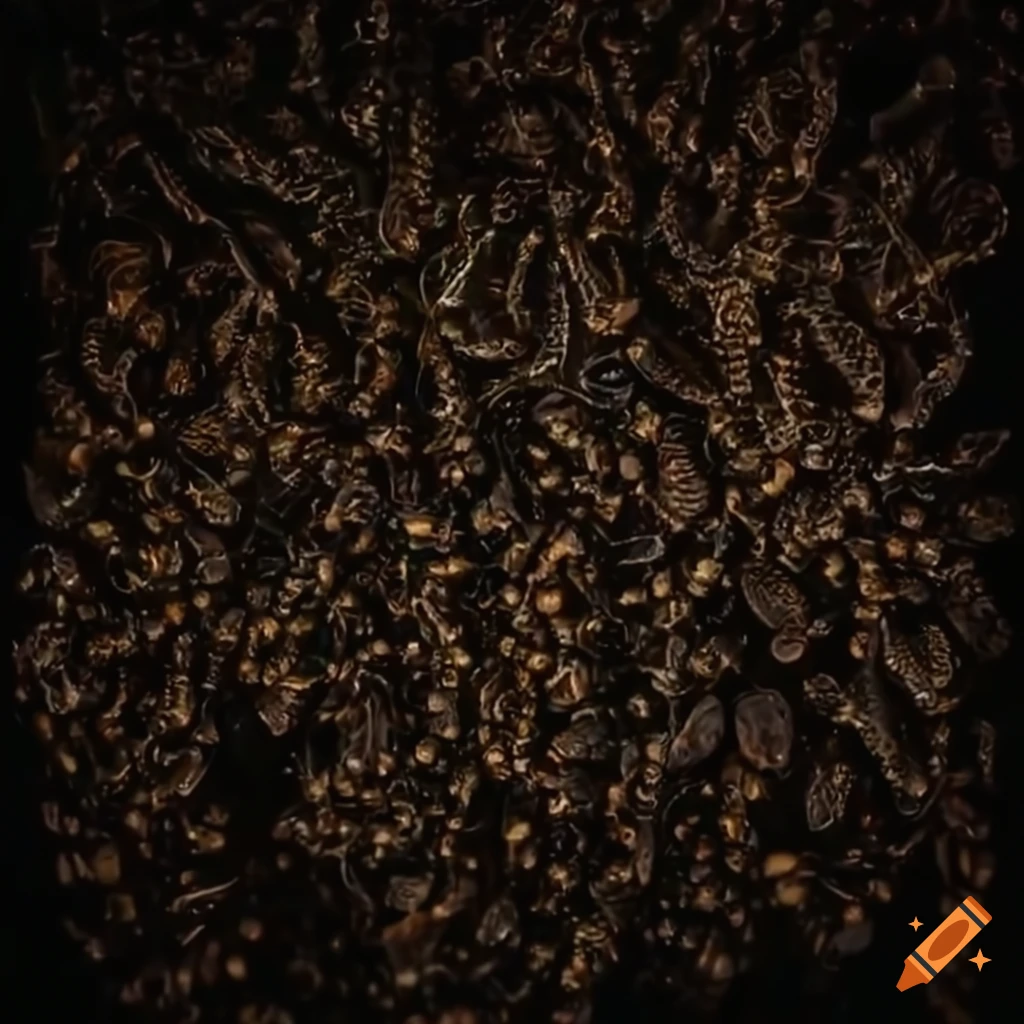 Cicadas emerging from their shells in a mesmerizing display on Craiyon