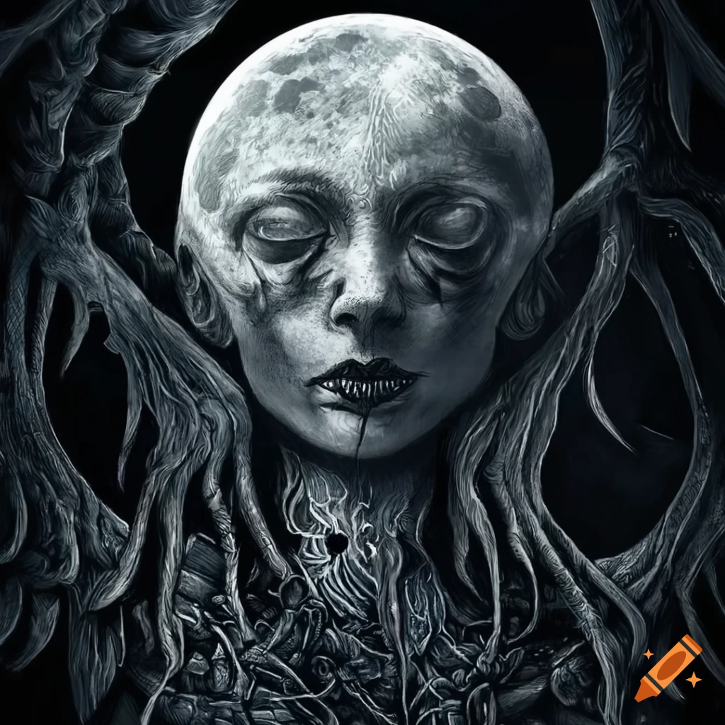 Sleep paralysis demon on the moon in intricate detail on Craiyon
