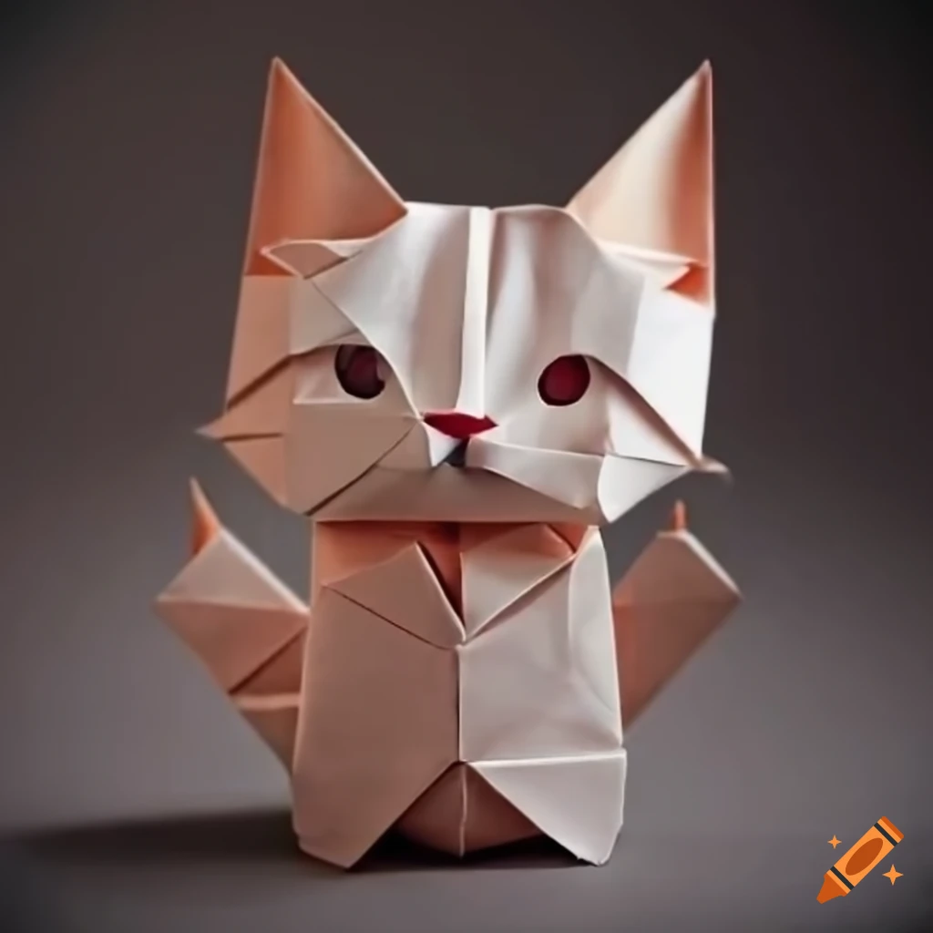 Origami cute cat in a medieval style on Craiyon