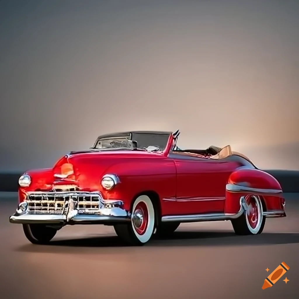 Classic 1949 candy red chevy convertible cruiser on Craiyon