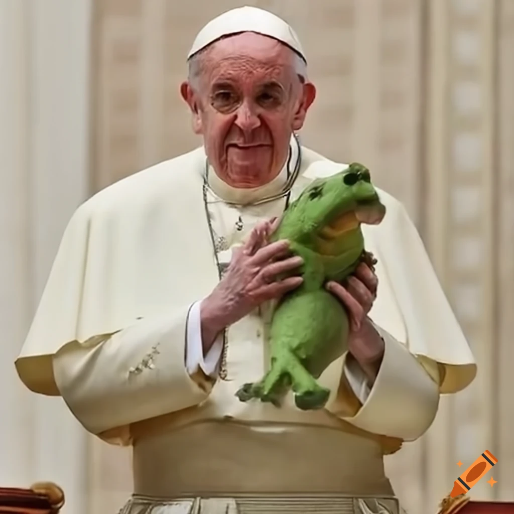 Pope francis holding a croc on Craiyon