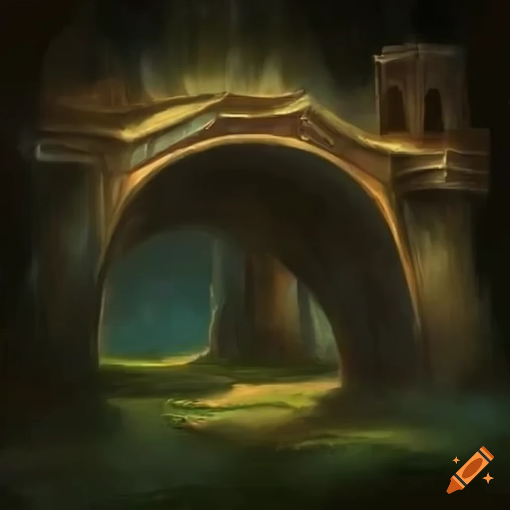 Fantasy drawing of a mythic bridge on Craiyon