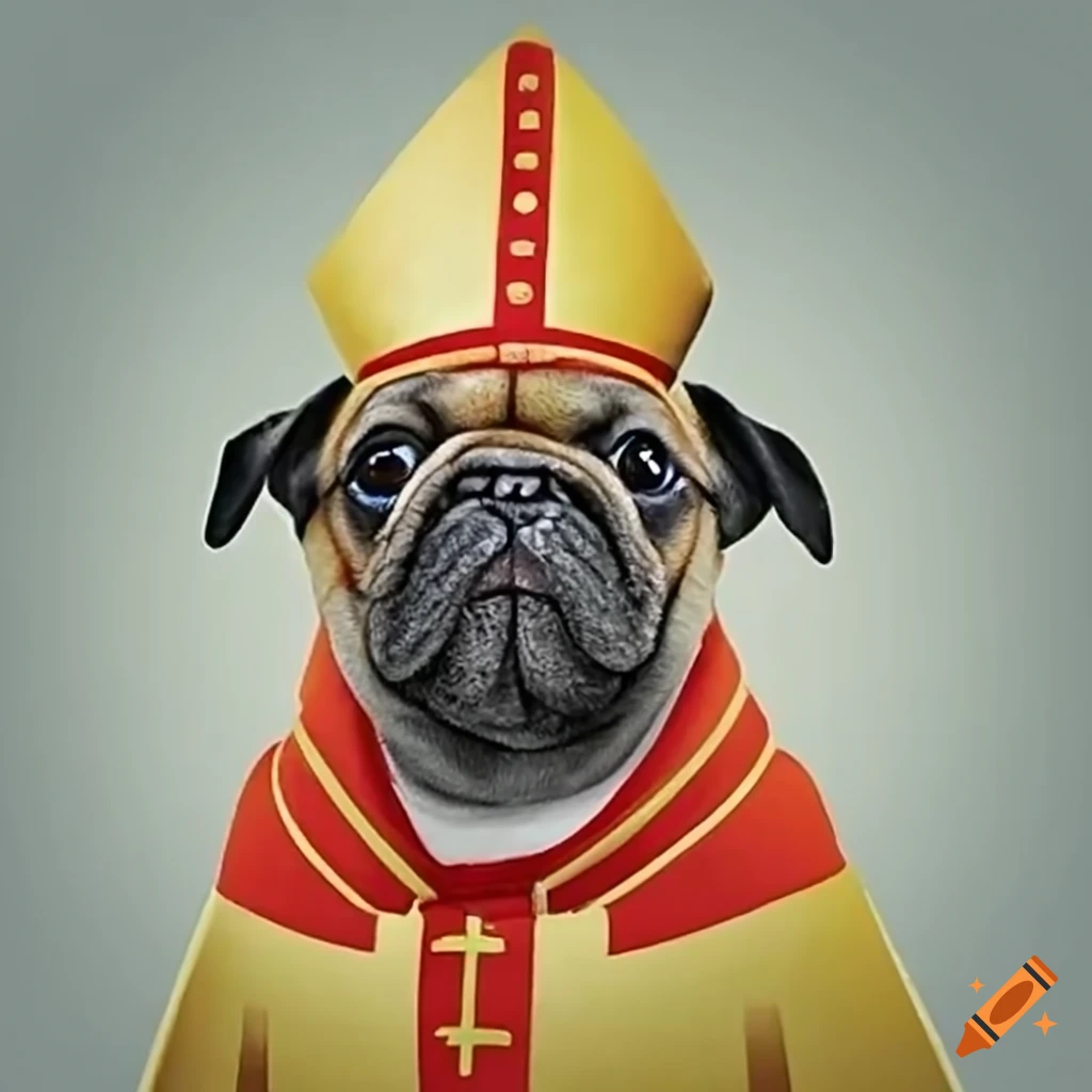 Pug in pope costume on Craiyon