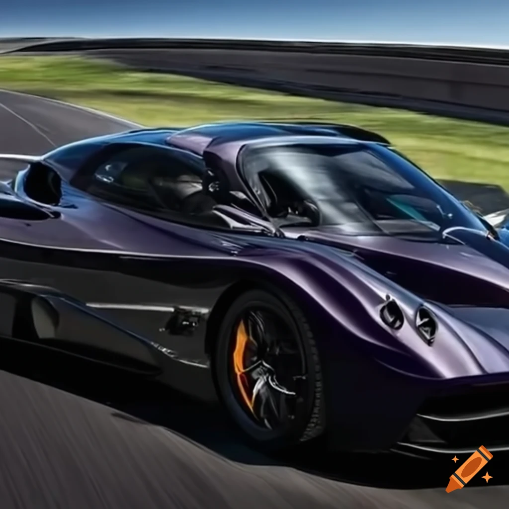 Sleek pagani sedan racing on the racetrack on Craiyon