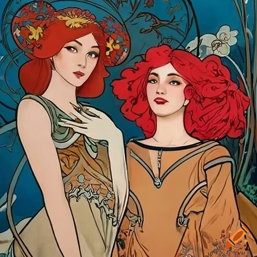 Two women in dark red hijabs in oil painting style influenced by tom ...