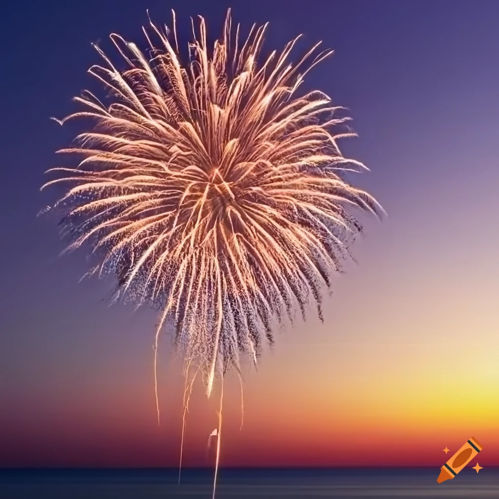Fireworks in a summer sunset sky on Craiyon