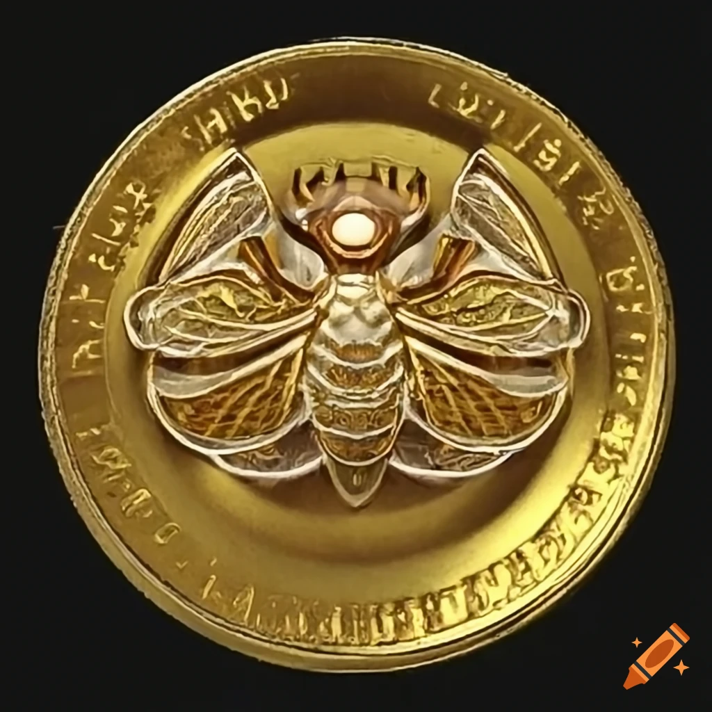 Intricately designed gold coin with cicada and inspirational text on ...