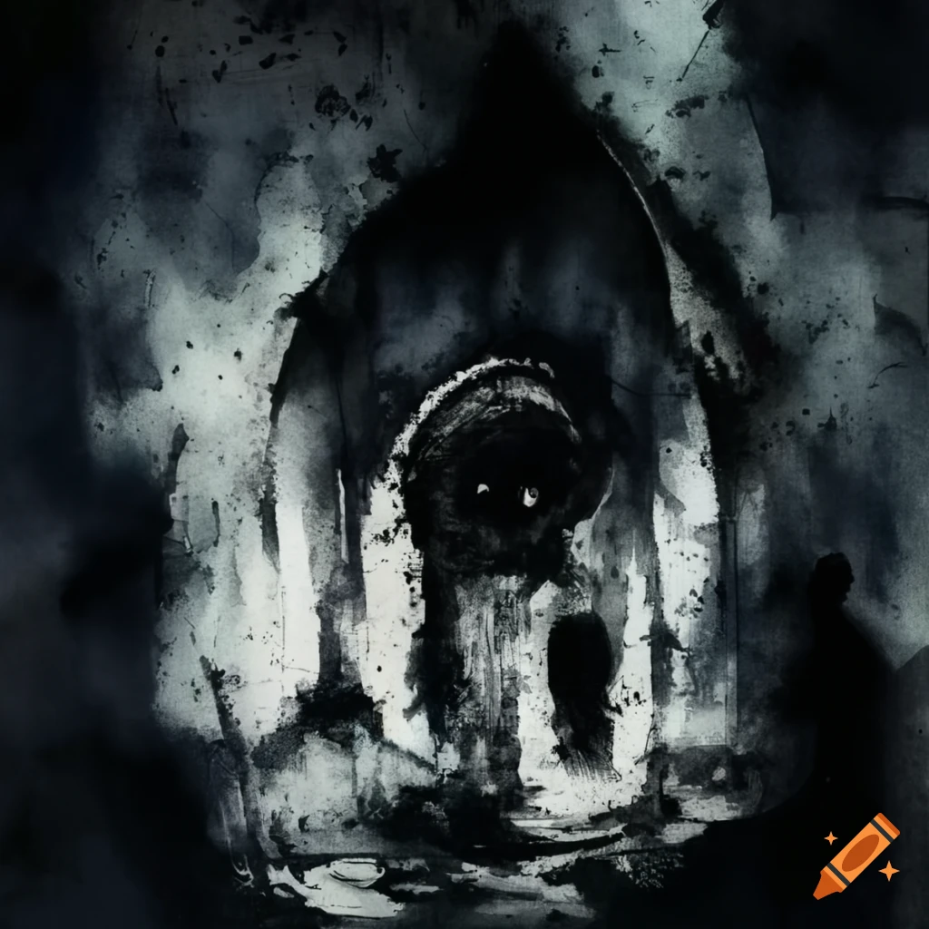 Black and white horror noisecore album cover with soul passing on on ...