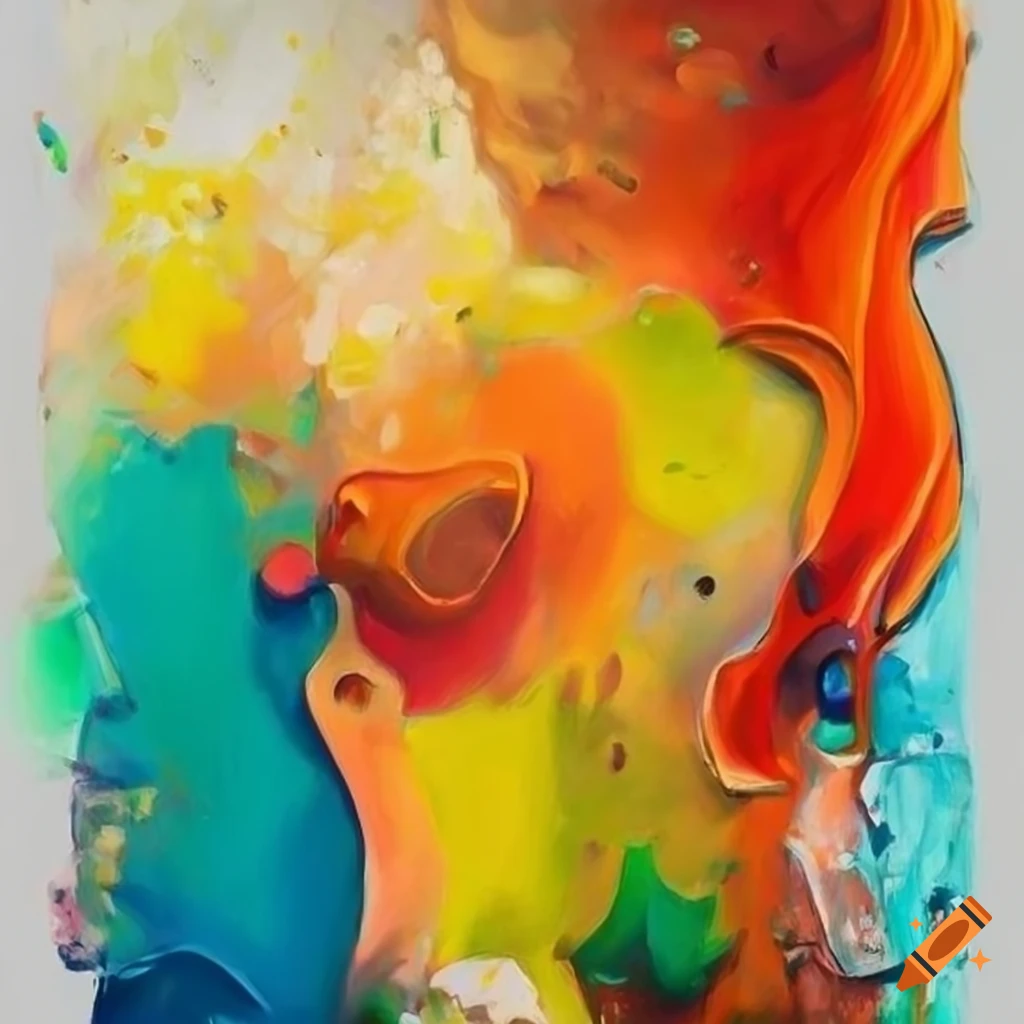 Surrealist painting style with flat colors and rich oil texture on ...