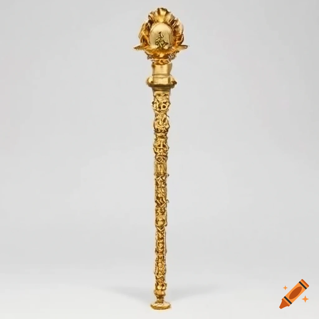 Ornate golden scepter with intricate engravings on Craiyon