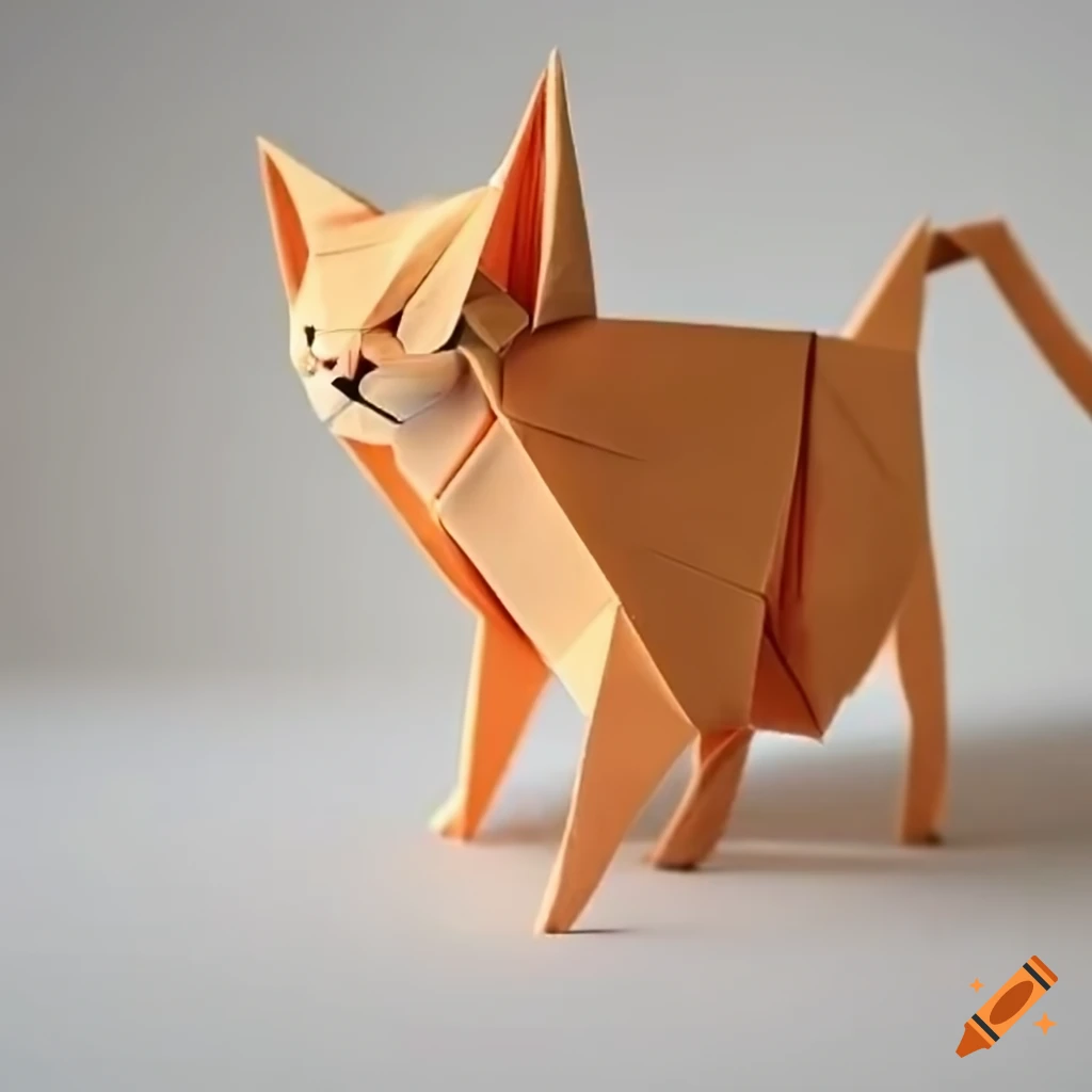 Origami of a cute cat on Craiyon