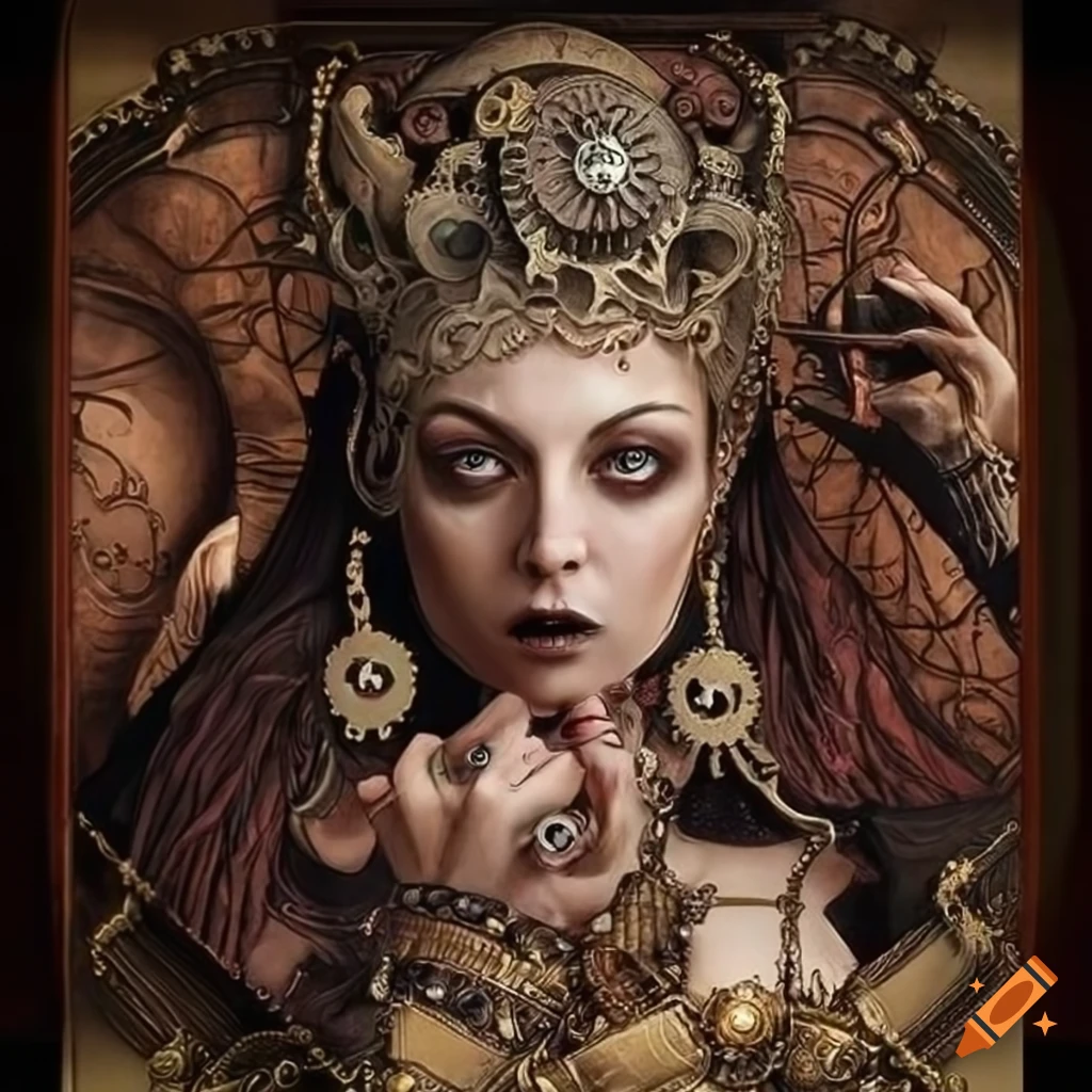 Gothic steampunk artwork of queen victoria depicted as a deity with ...
