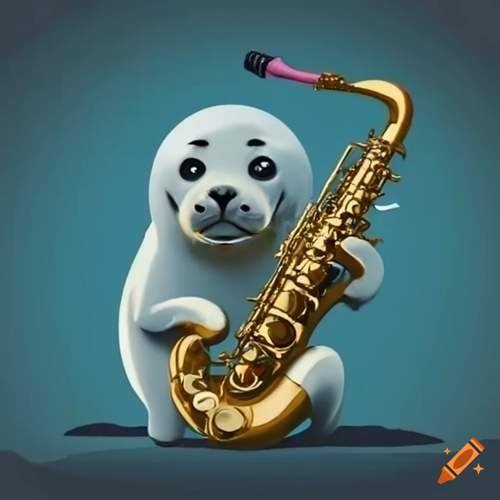Baby seal playing saxophone on Craiyon