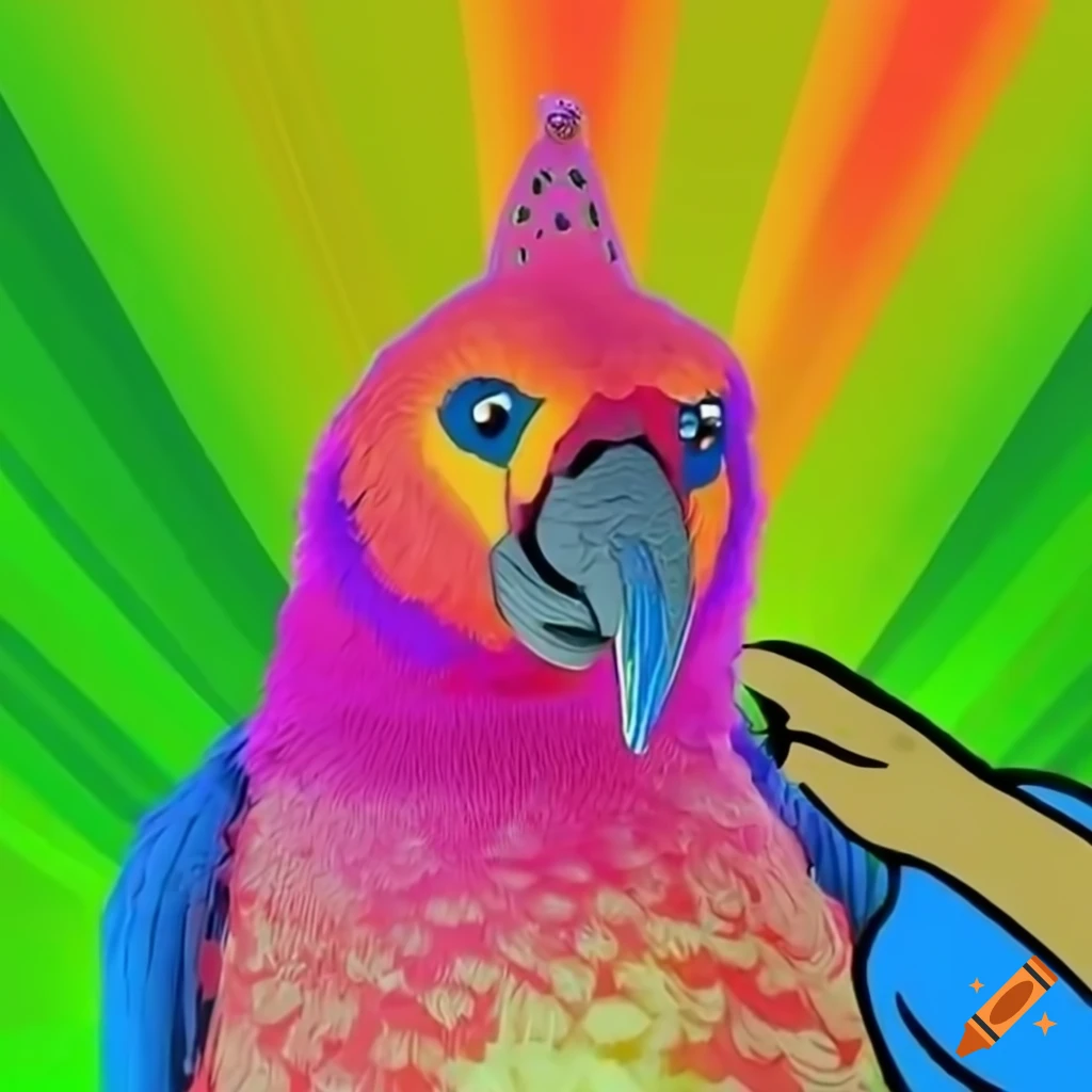 Colorful doge parrot meme on Craiyon