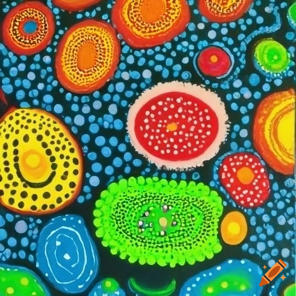 Braille dot painting inspired by Yayoi Kusama with complementary green ...