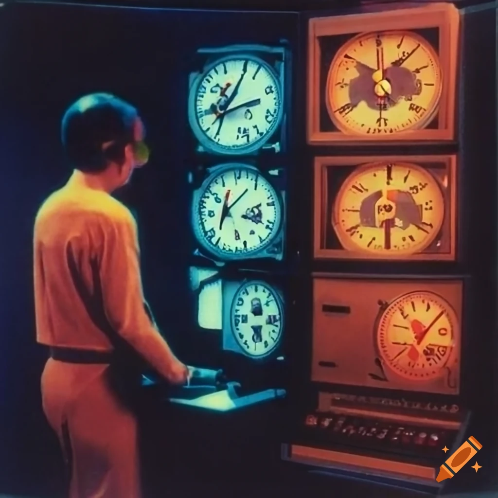 Vintage Computer Image Corporation graphics of scientists in a lab with ...