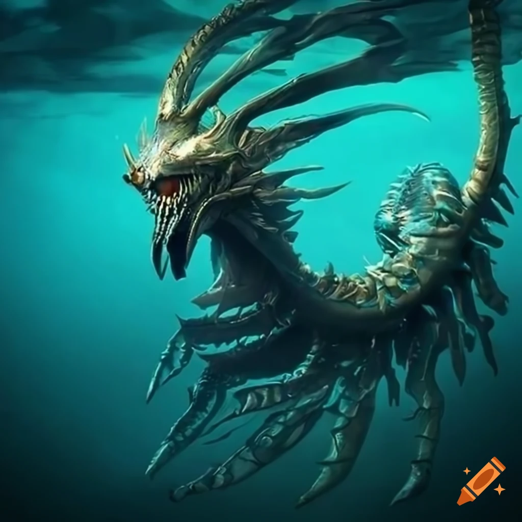 Detailed underwater armor inspired by mythological sahuagin creatures ...