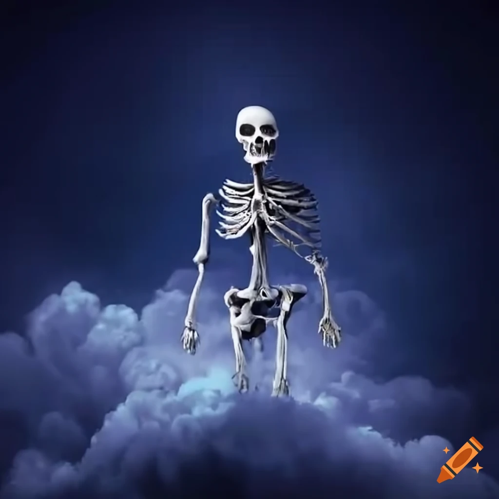 Giant skeleton in the clouds on Craiyon