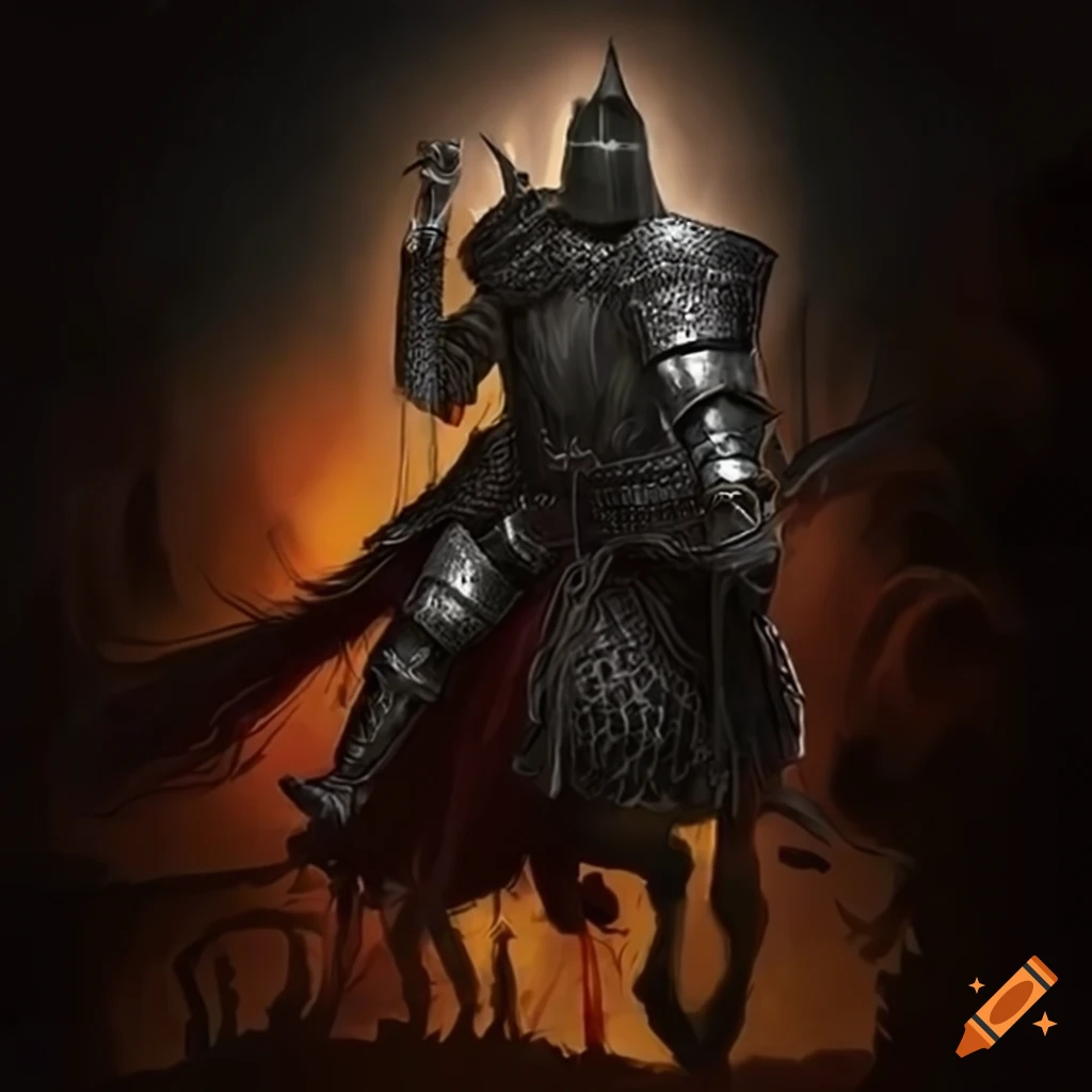 Half knight half horse horror creature on Craiyon