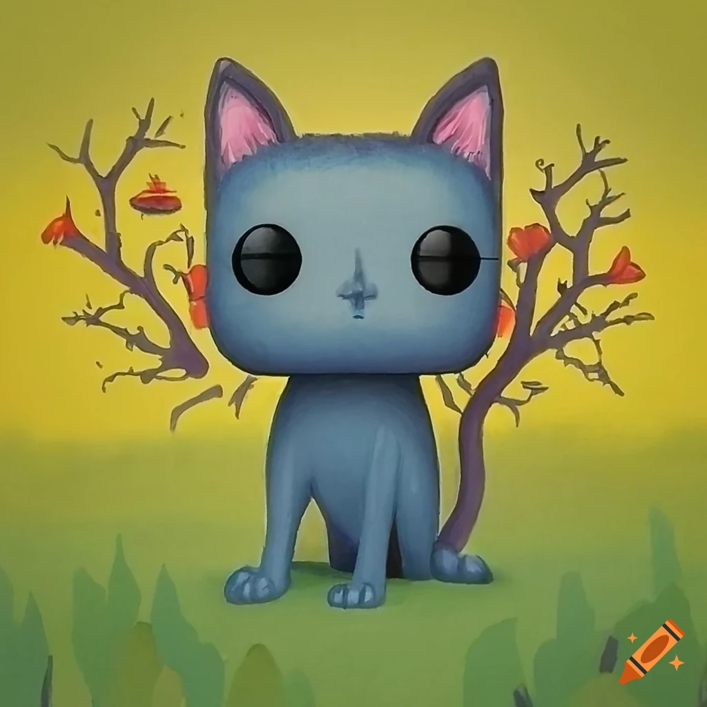 Funko pop style animals and nature scene with wide landscape view on ...