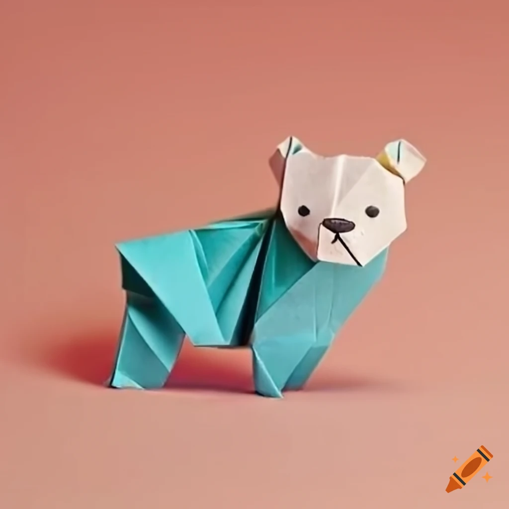 Origami of a cute bear on Craiyon