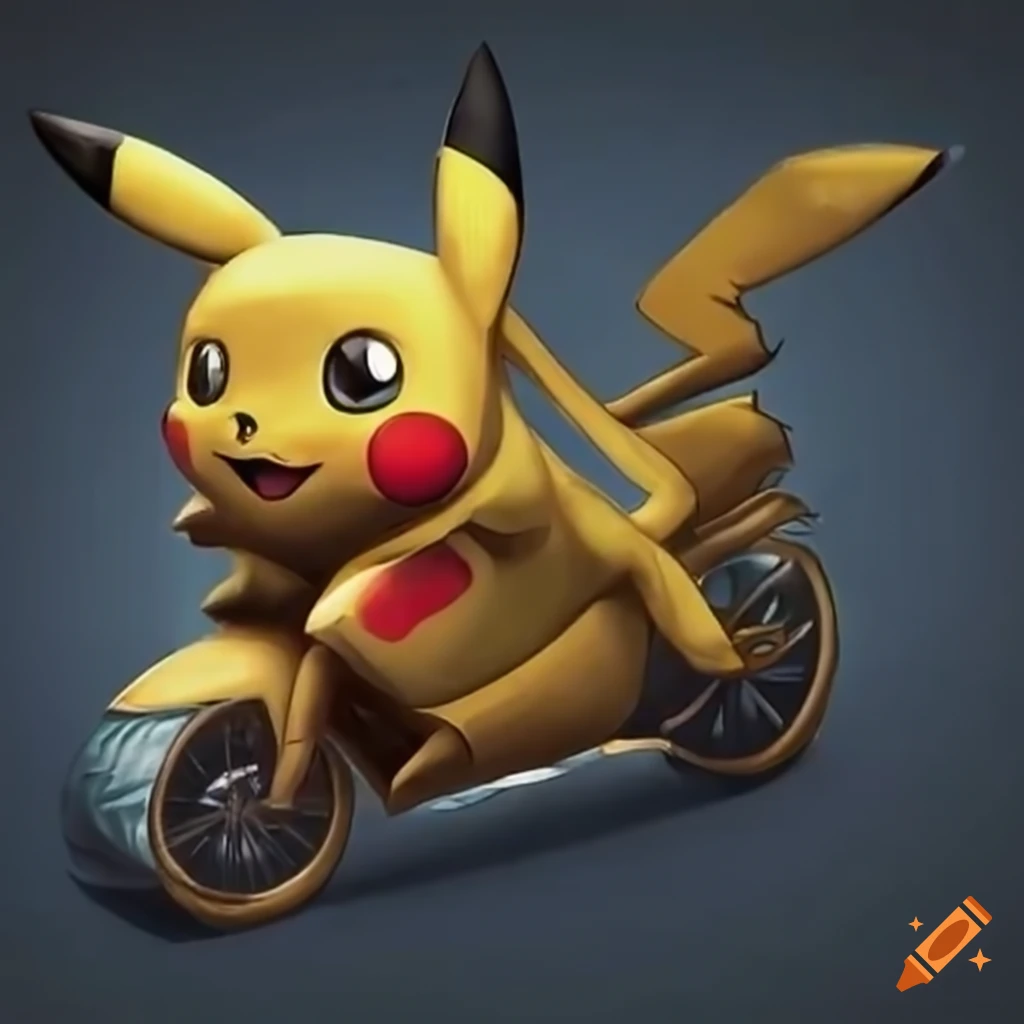 Pikachu riding a bike on Craiyon