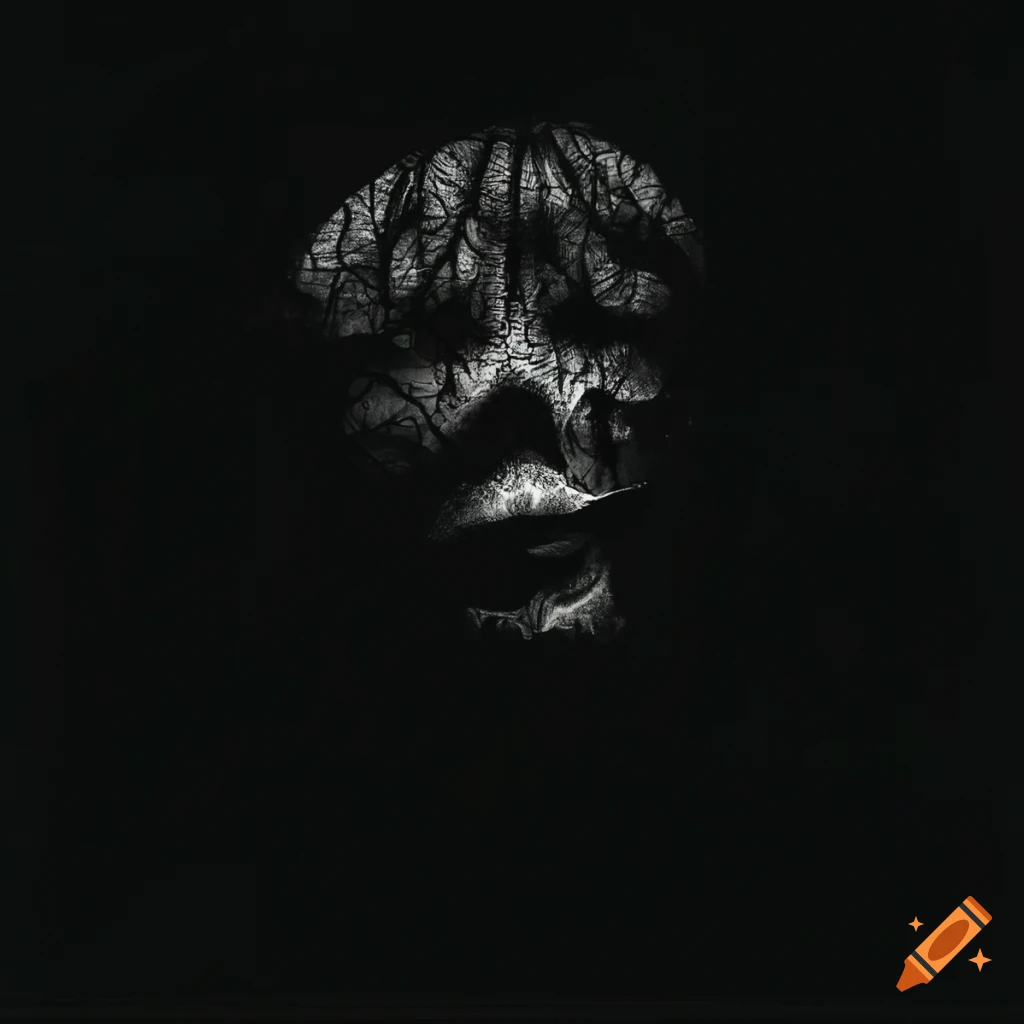 Black and white horror noisecore album cover with soul passing on on ...