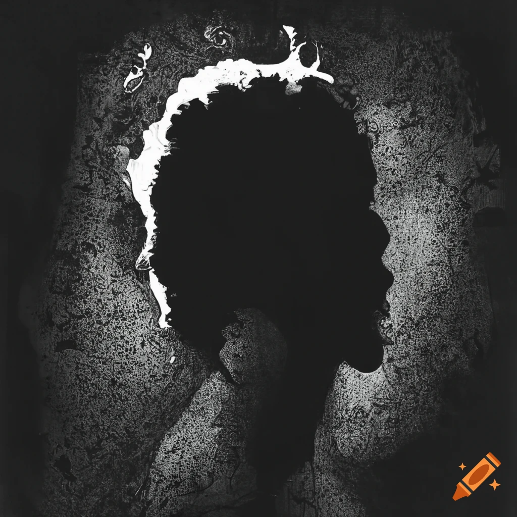 Black and white horror noisecore album cover art depicting a passing soul on Craiyon