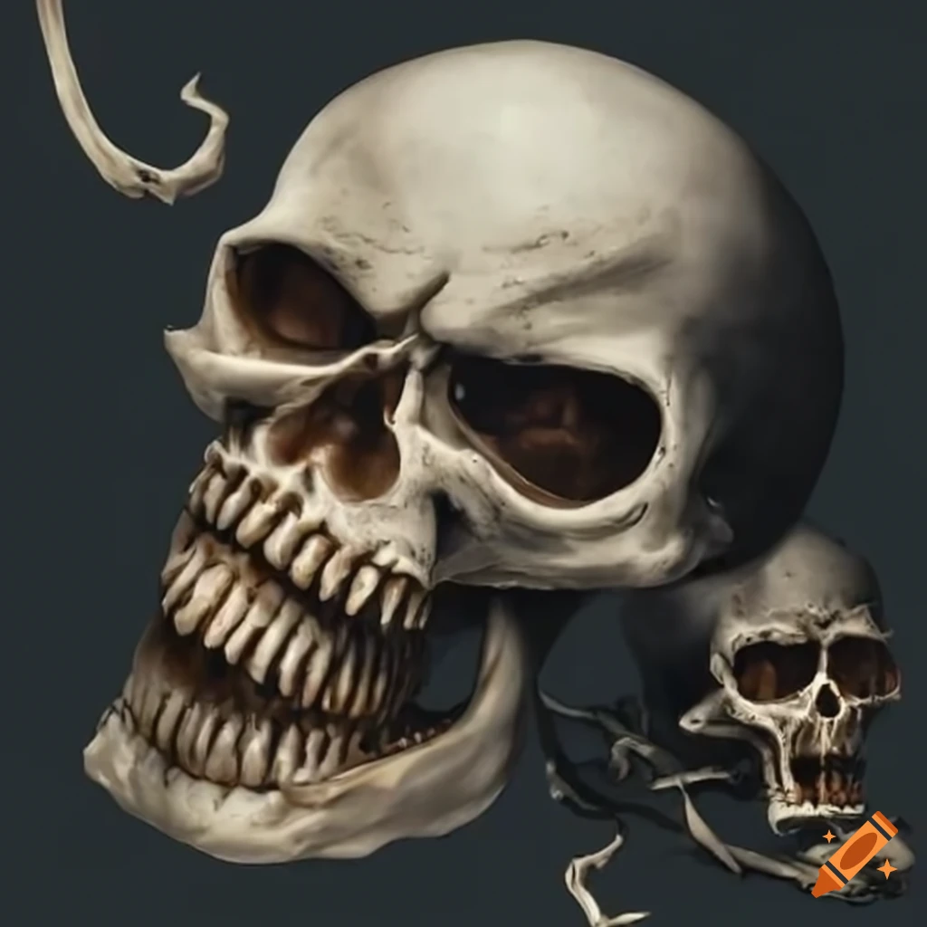 Laughing skull losing its bones on Craiyon