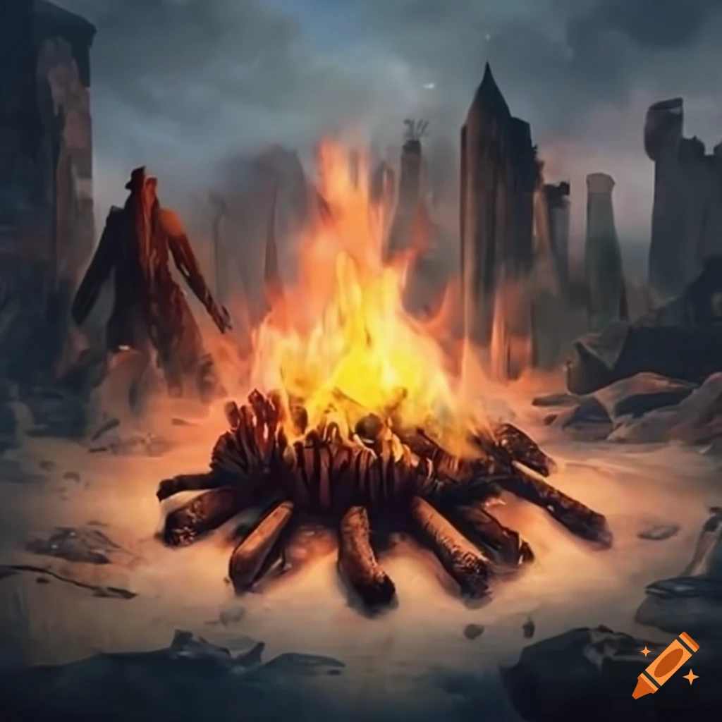 Apocalypse campfire scene on Craiyon