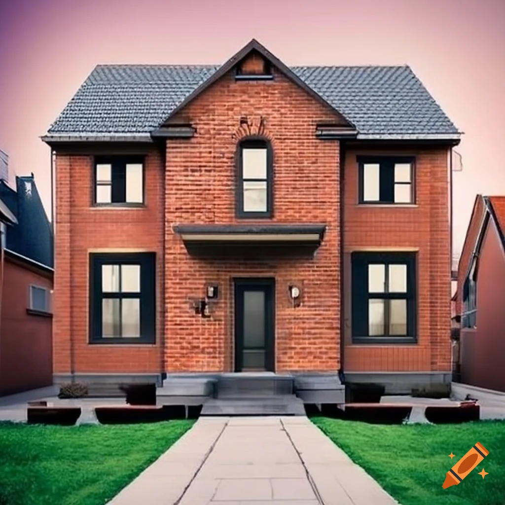 Modern brick house facade on Craiyon