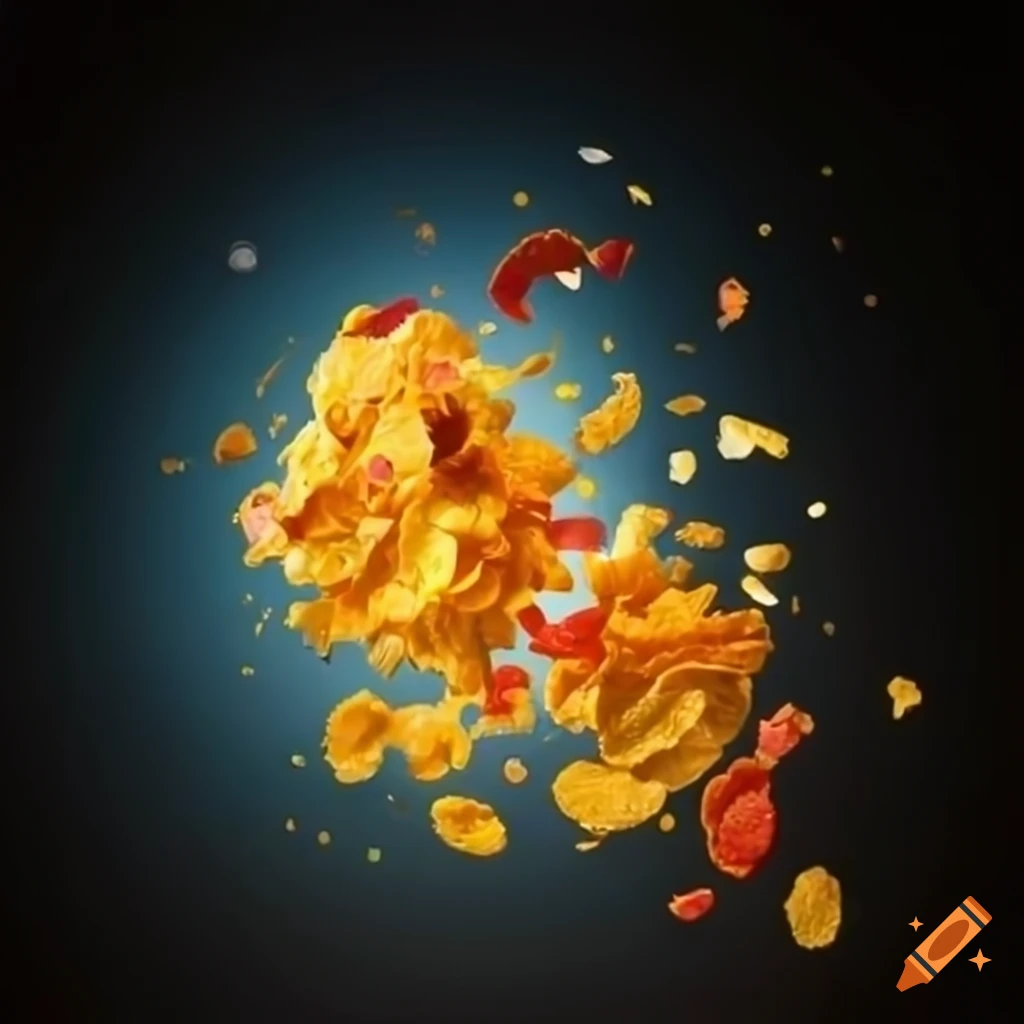 Colorful cute corn flakes floating on Craiyon