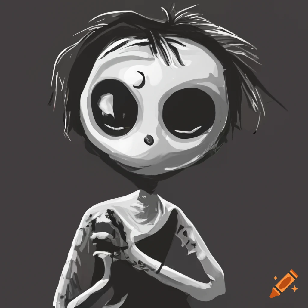 Dark tim burton style little creature on Craiyon