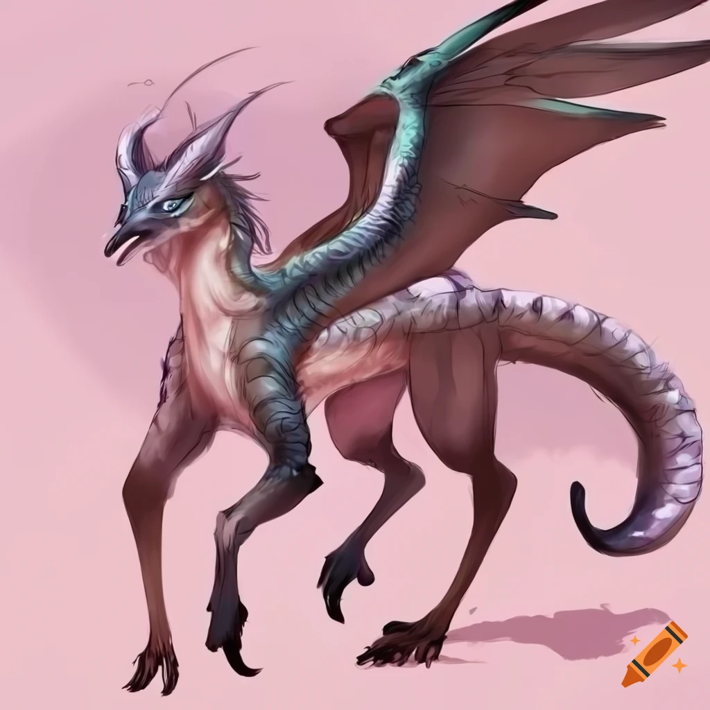 Elegant and graceful hybrid mythical creature with large expressive eyes and a long tail on Craiyon