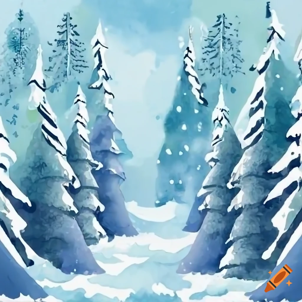 Snowy forest in a disney-inspired style on Craiyon