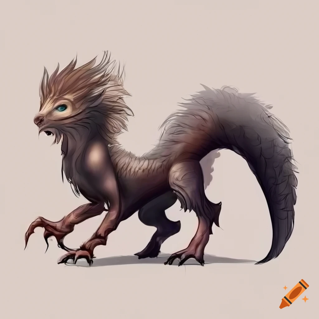 Elegant and graceful hybrid mythical creature with large expressive eyes and a long tail on Craiyon