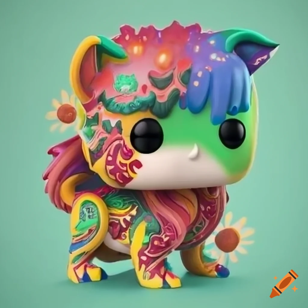 Colorful Funko Pop world in tribal ancient art style on Craiyon