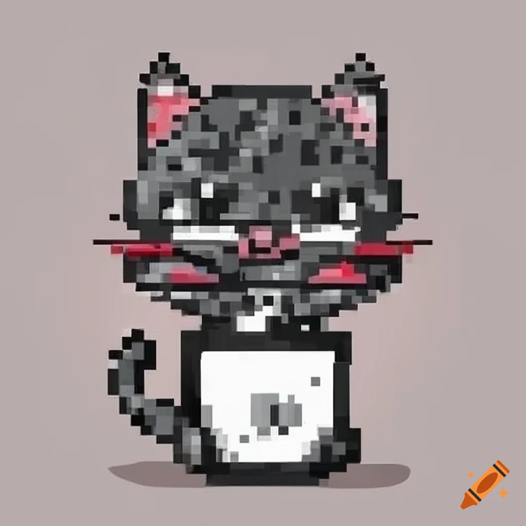 8 bit cat enjoying coffee on Craiyon