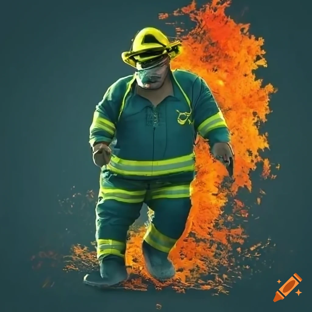 Fireman battling wildfires on Craiyon