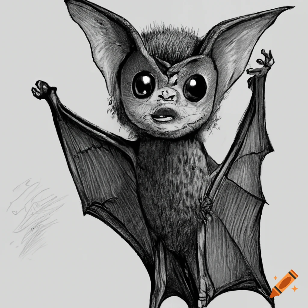 Adorable baby bat drawing on Craiyon
