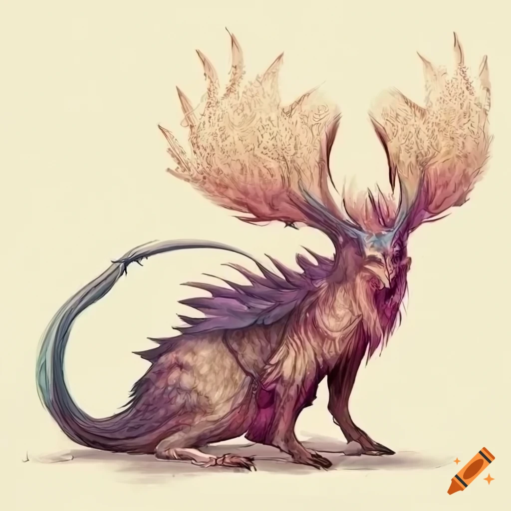 Elegant and graceful hybrid mythical creature with large expressive eyes and a long tail on Craiyon